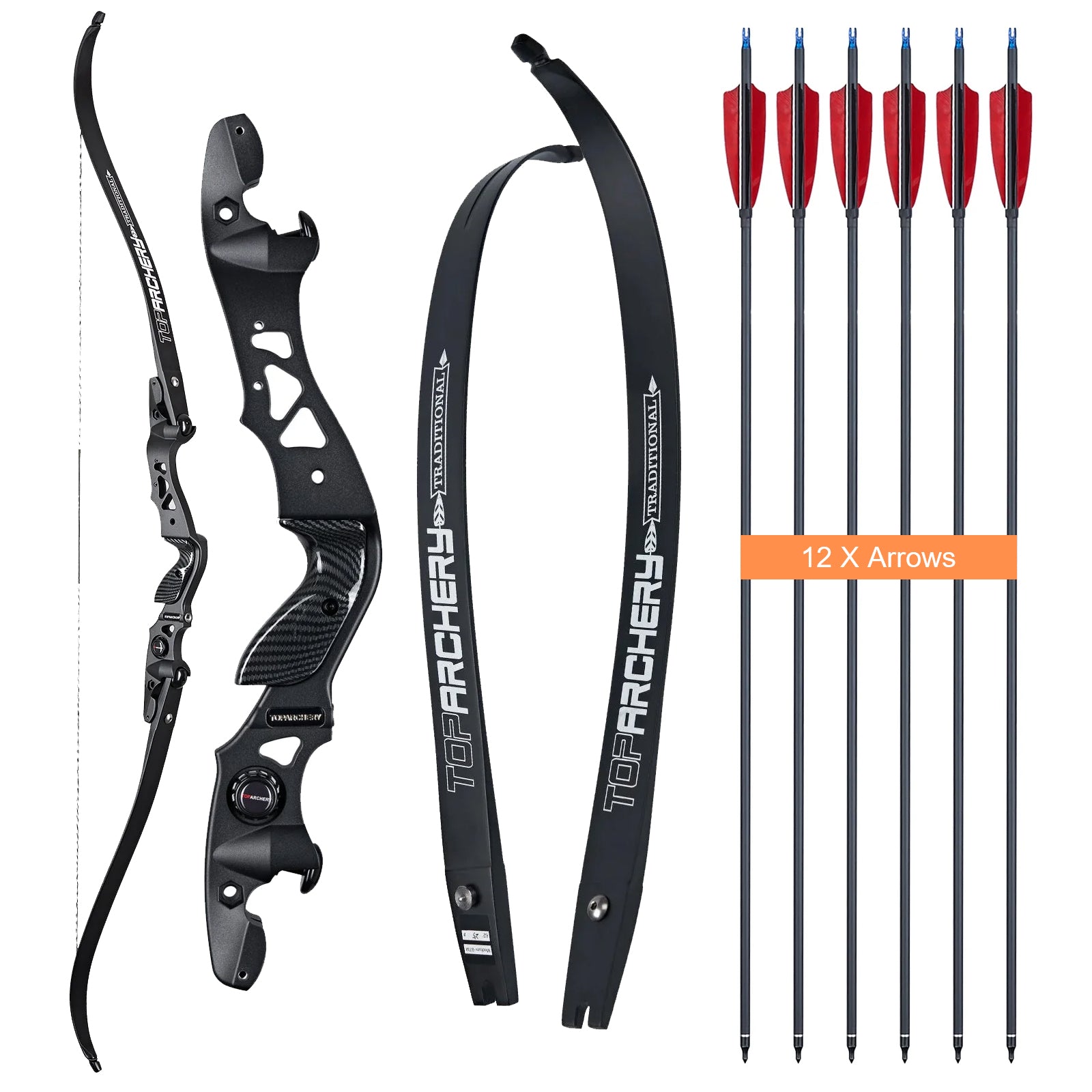 Archery 62" ILF Recurve Hunting Bow Set Aluminum Alloy Riser Right Han ...