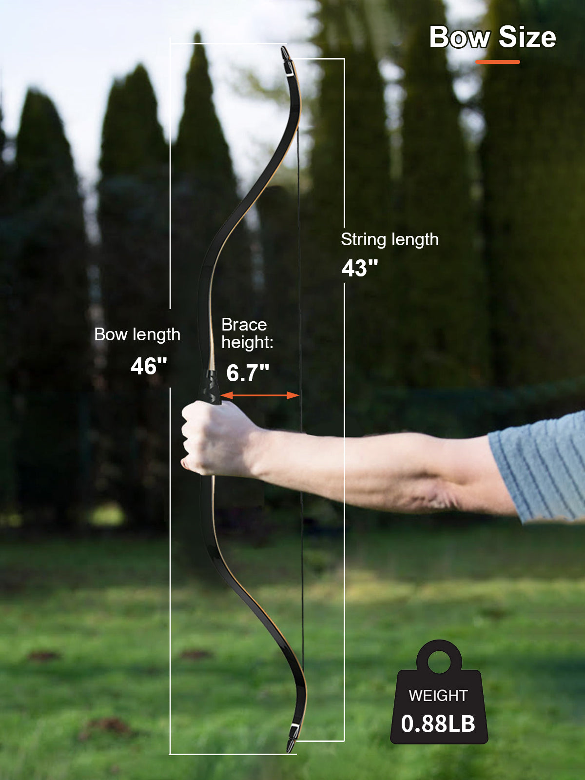 Archery 46" Traditional Horse Bow Recurve Laminated Bow Hunting Practi ...