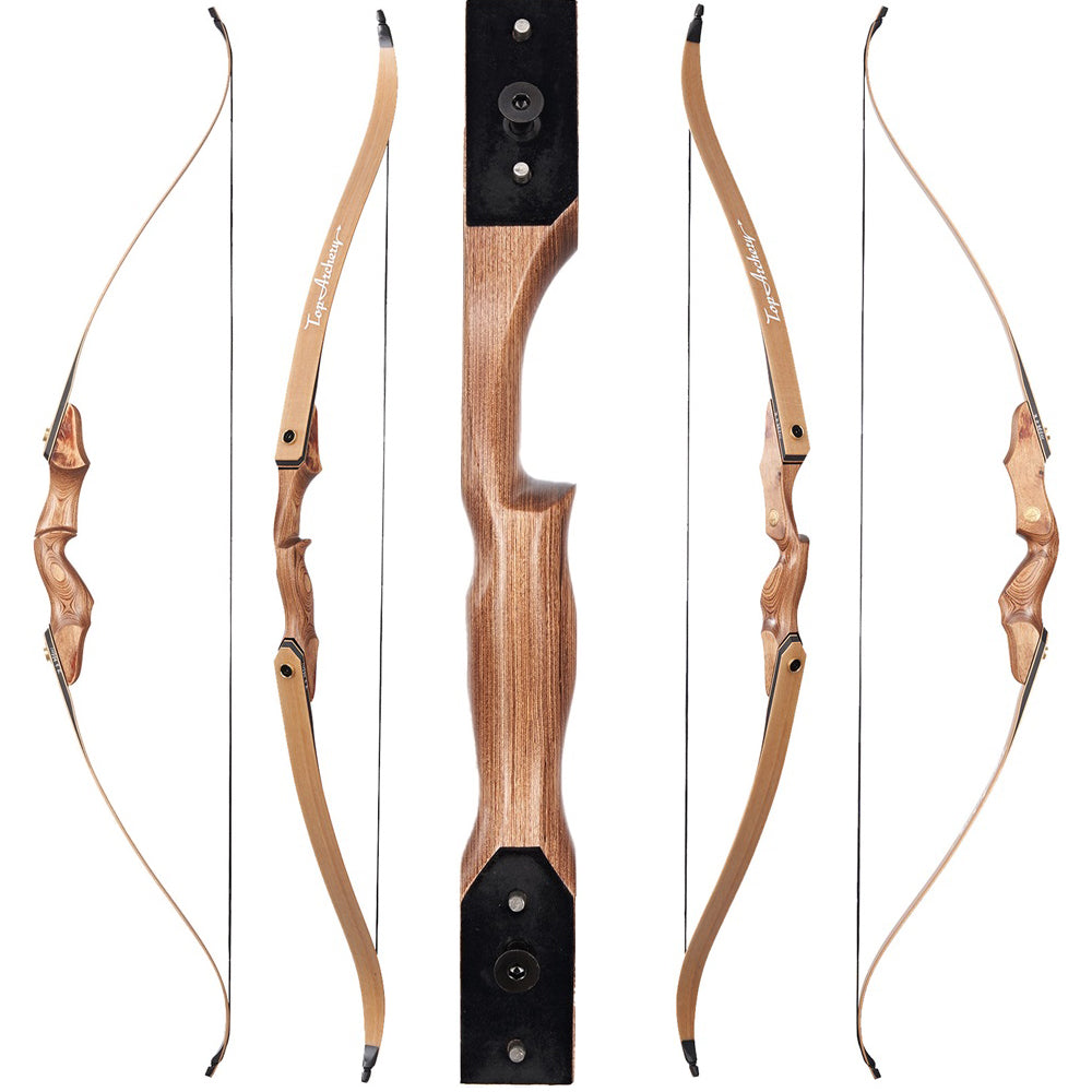 60" Archery Hunting Bow Wood Laminated Takedown Recurve Bow Right Hand ...