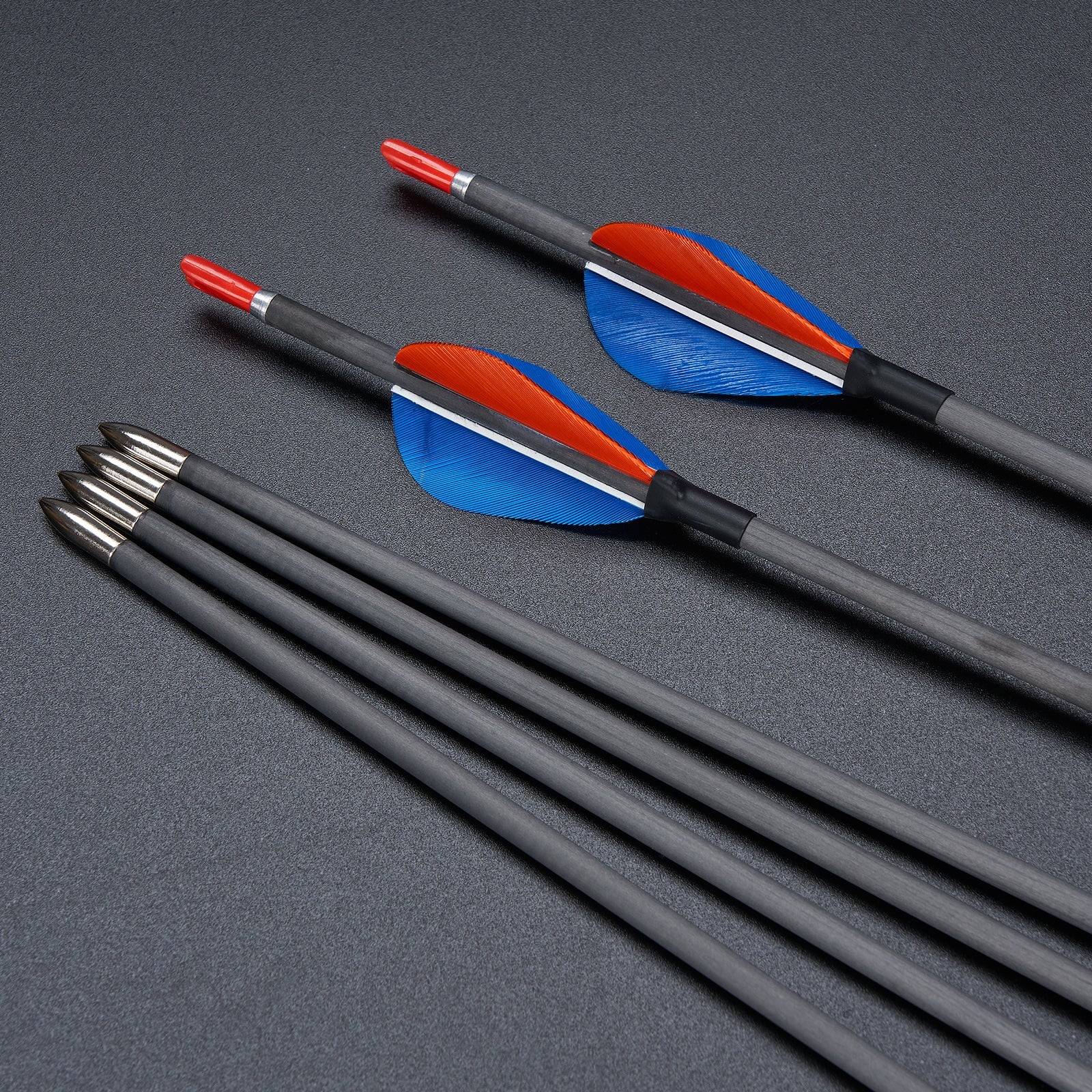 12pcs 32" Archery Pure Carbon Arrows Turkey Feather Fletched Practice ...