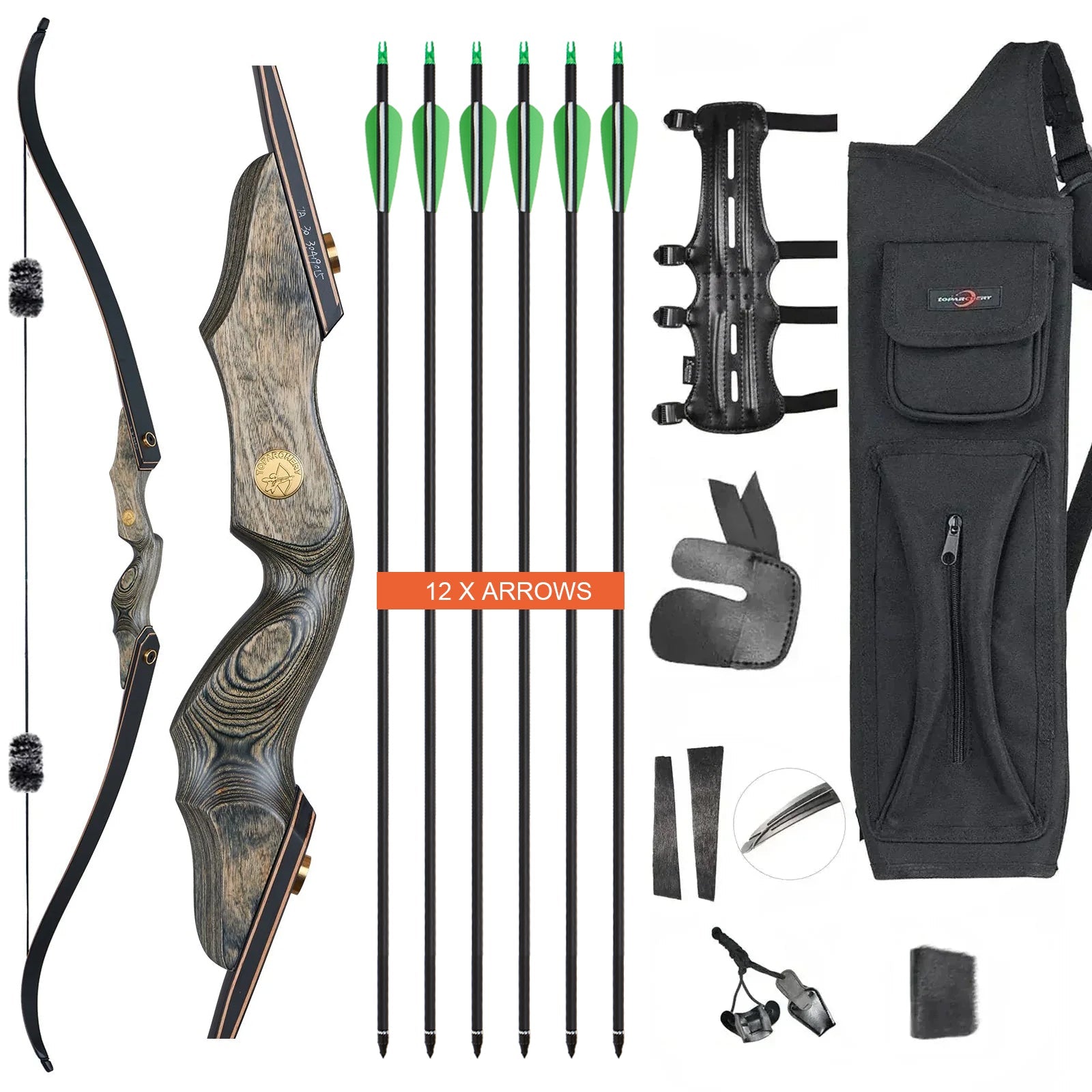 Archery 60" Wood Laminated Recurve Bow Set LH Takedown Hunting Bow 30 ...