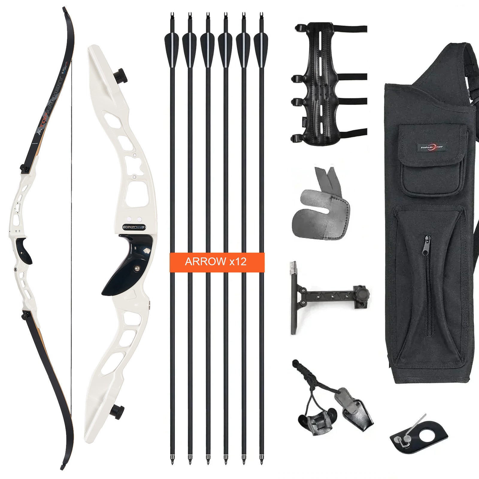 Archery 66" Beginner Competition Recurve Bow Set RH Youth Target Shoot ...
