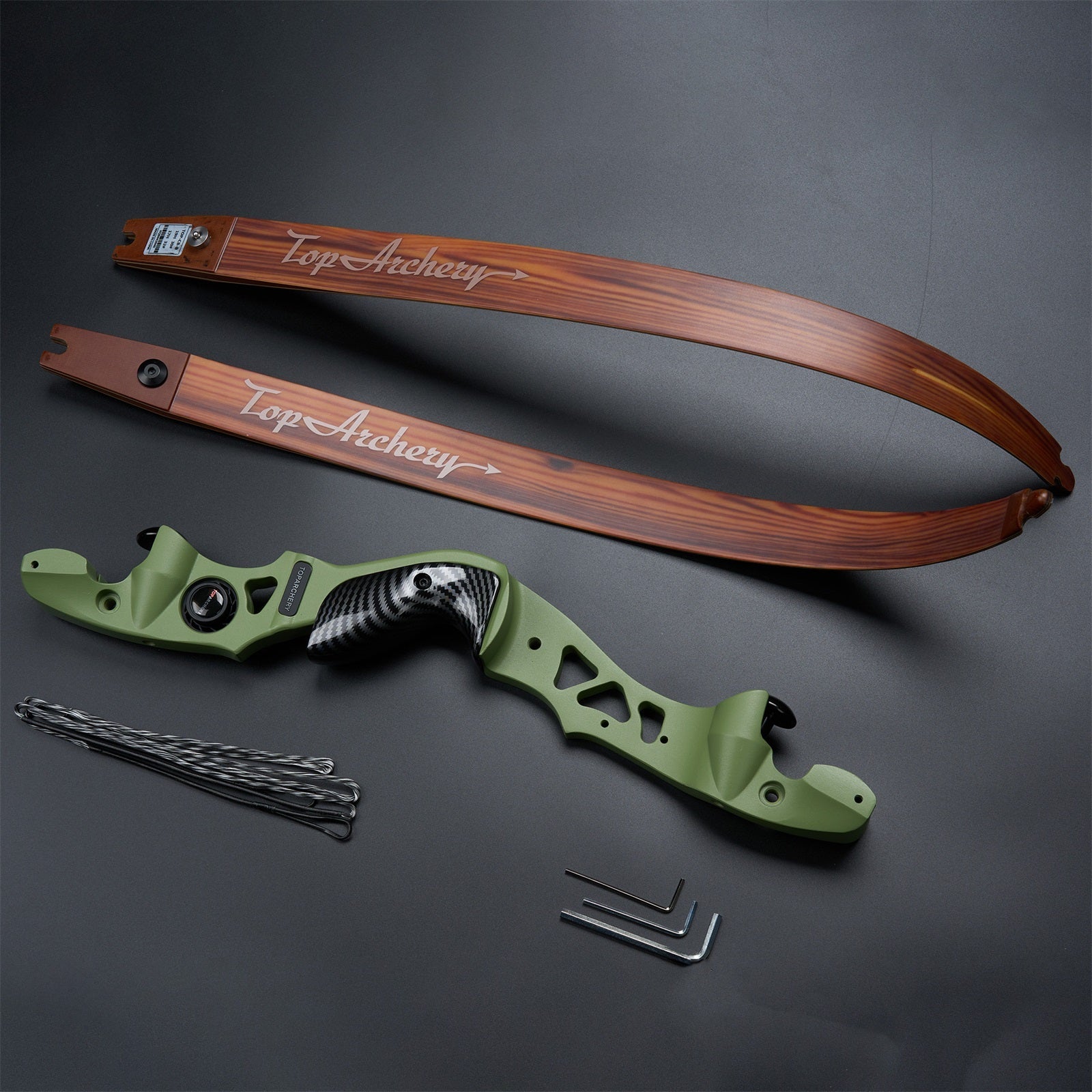 62" Archery ILF Recurve Hunting Bow RH with Carbon Sheet Wood Bamboo L ...