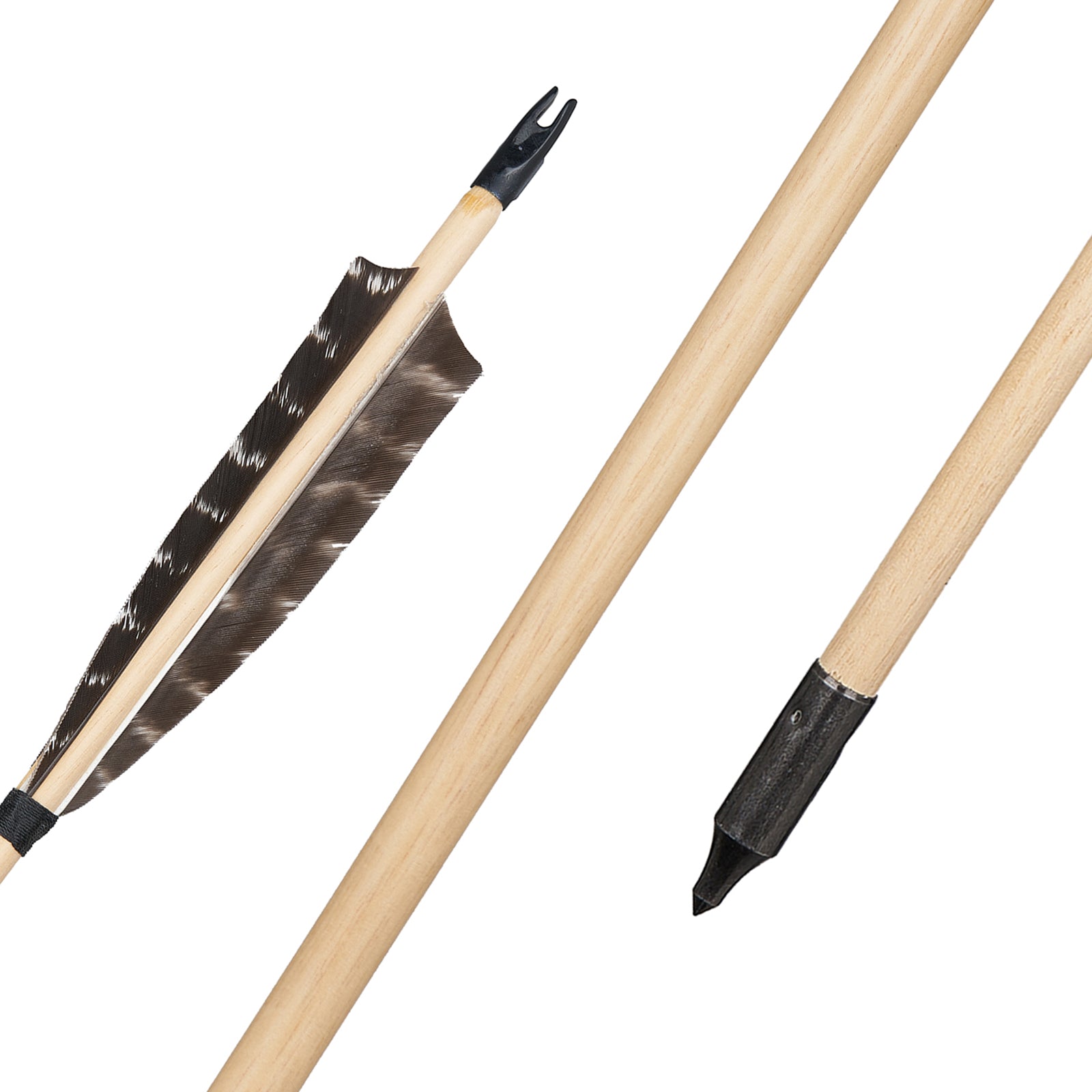 12Pcs Archery 32" Traditional Wooden Arrows with 5" Natural Feather Hu ...
