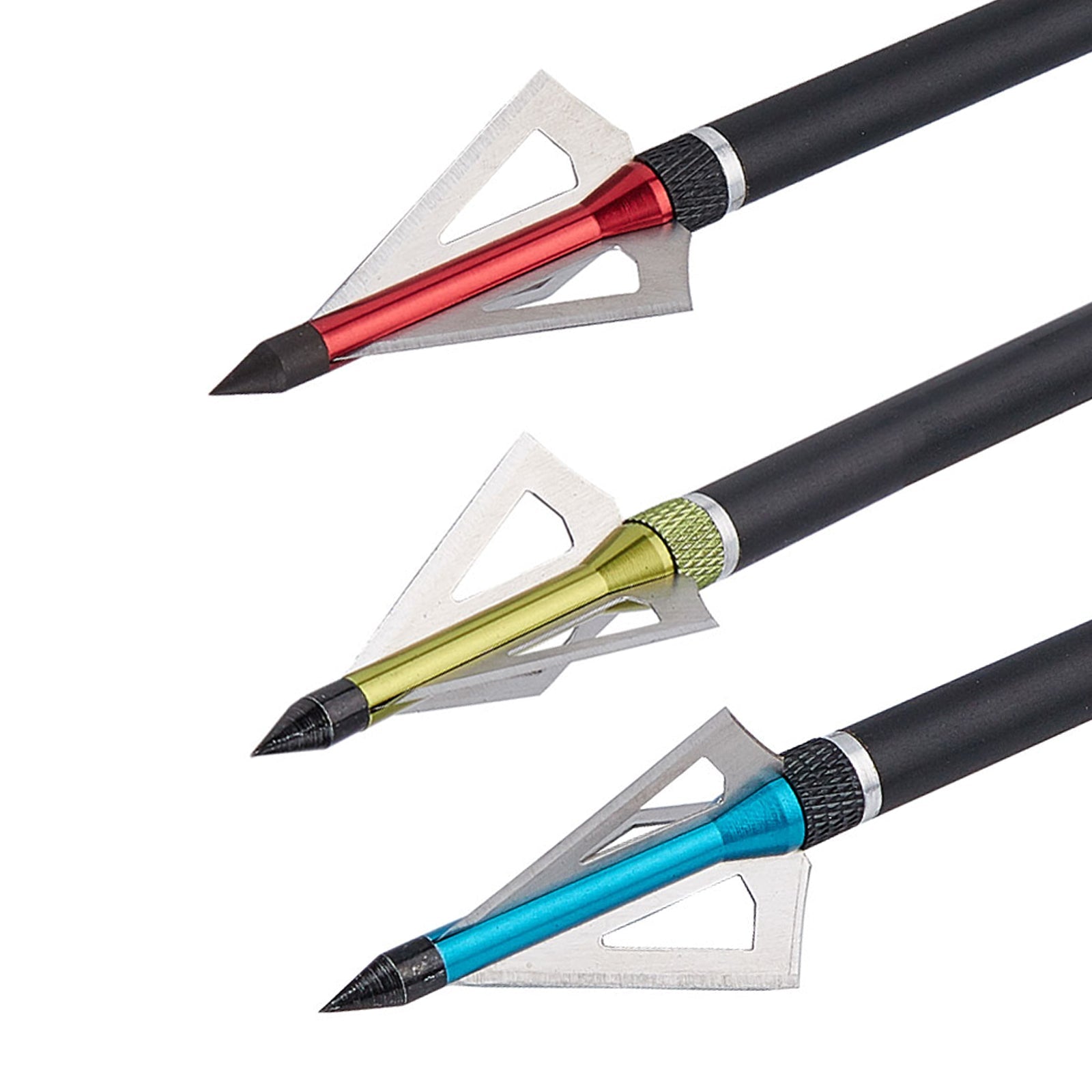 12Pcs Archery Hunting Broadheads 3 Fixed Blades Arrow Tips Point 100/1 ...