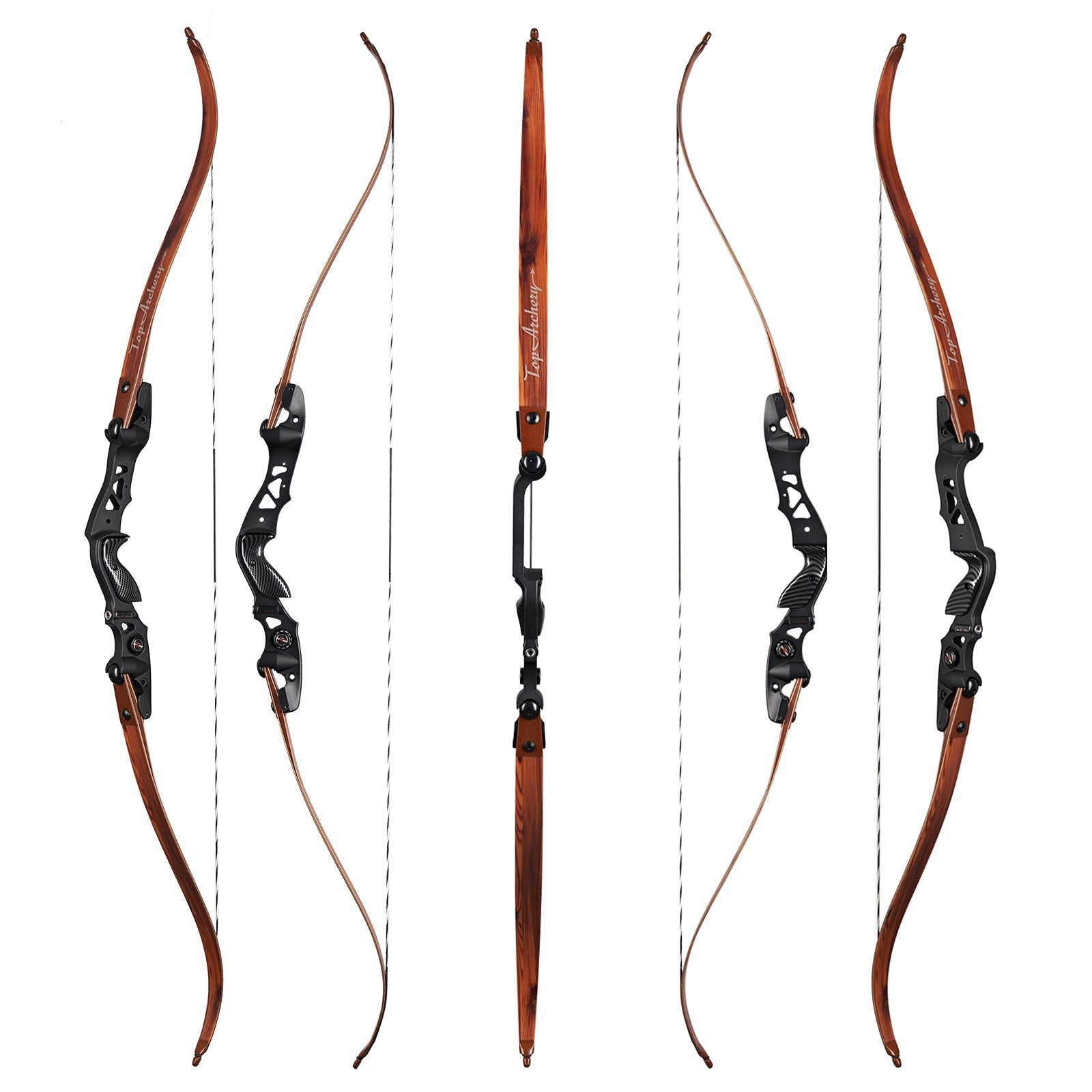 62" Archery ILF Recurve Hunting Bow RH with Carbon Sheet Wood Bamboo L ...